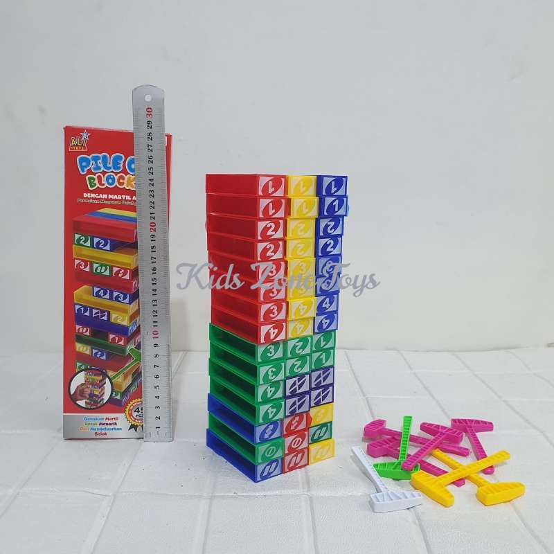 Jual Mainan Susun Tower Block / Stako Balok Isi 45 Pcs Pile Of Block 3 ...