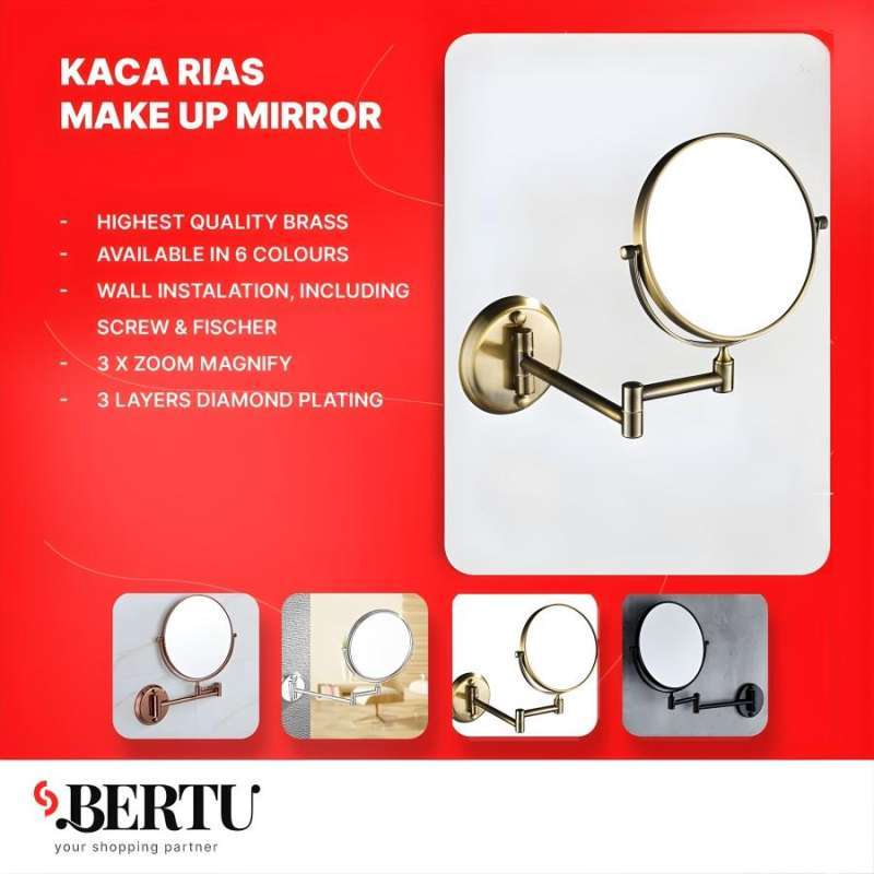 Jual KACA RIAS MAKE UP PEMBESAR 2 SISI KACA CERMIN WASTAFEL GOLD EMAS ...
