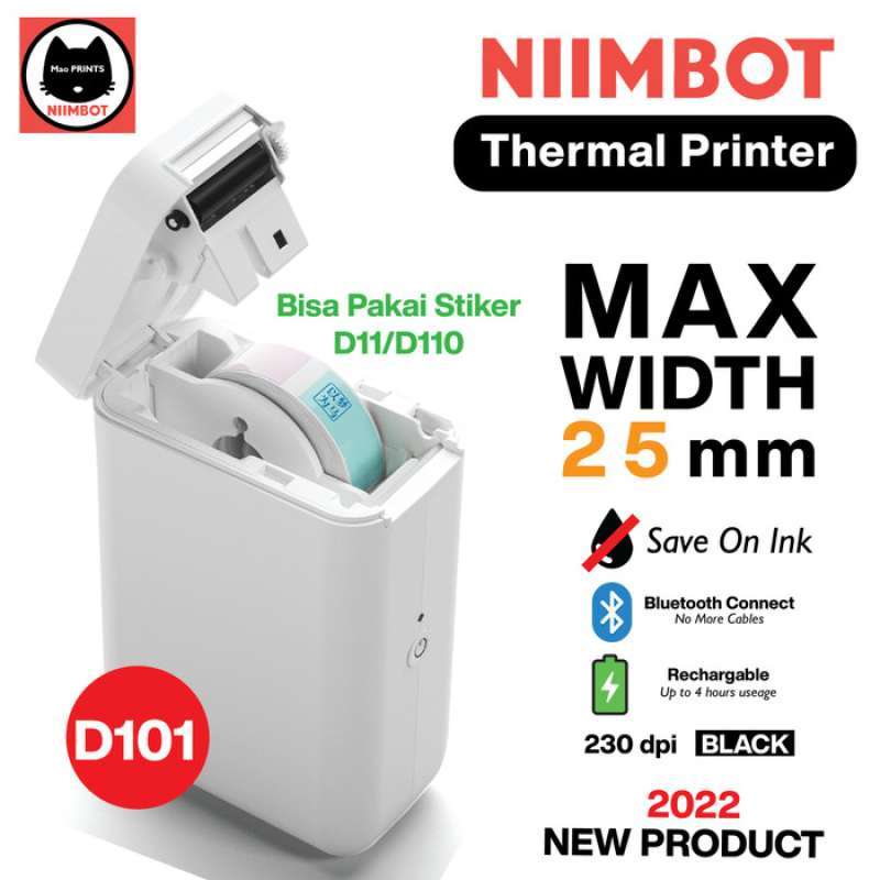 Promo D101 Niimbot Thermal Label Sticker Bluetooth Printer Niimbot D101 ...