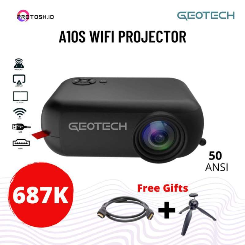 Promo Proyektor mini GEOTECH A10S WIFI Proyektor HP/Laptop ke Dinding ...