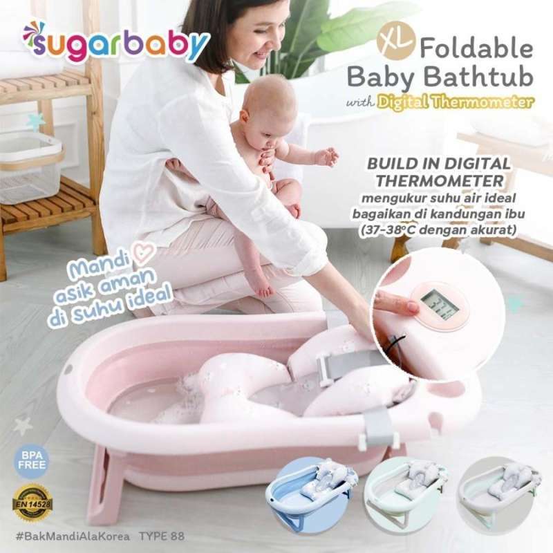 Jual Sugar Baby Xl Foldable Bathtub With Digital Thermometer F88/bak ...