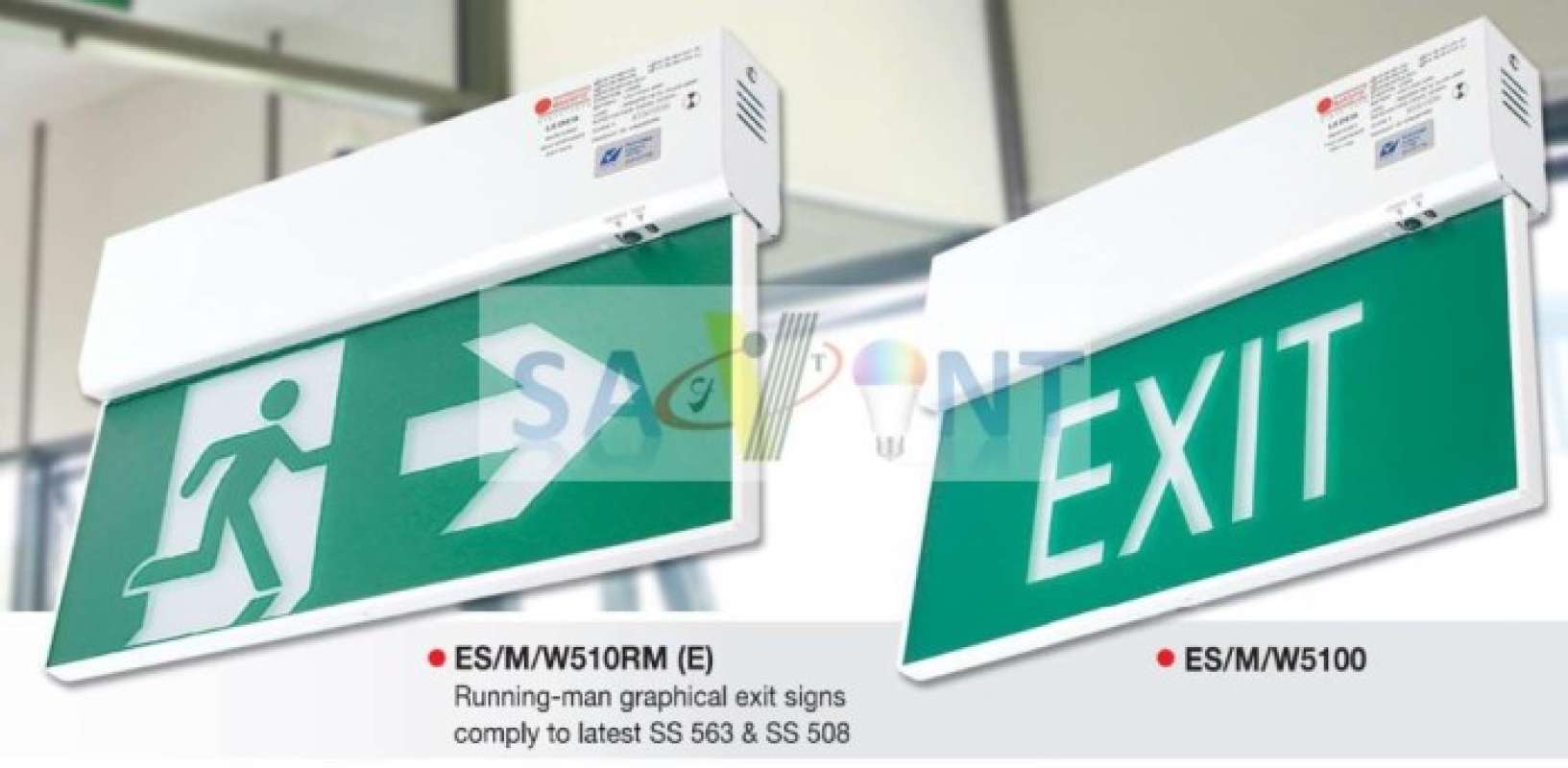 Promo MAXSPID ED/M/W5100 / ES/M/W5100 LED Surface Mount Emergency Exit ...