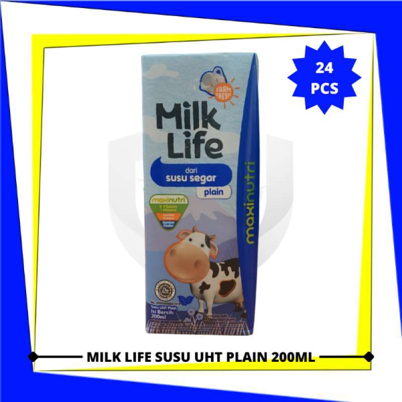 Jual MILK LIFE Susu UHT Plain 200ml x 24 pcs (1 Karton) di Seller Toko ...