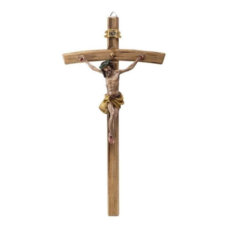 Promo Salib Gantung Katolik Kayu Jati Unique Lengkung 35Cm-Salib Diskon ...