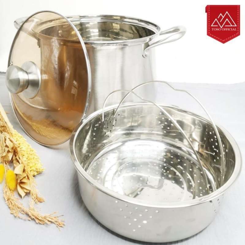 Promo Panci Steamer Kukus Rebus Sop Serbaguna Stainless Panci Soup 26cm ...