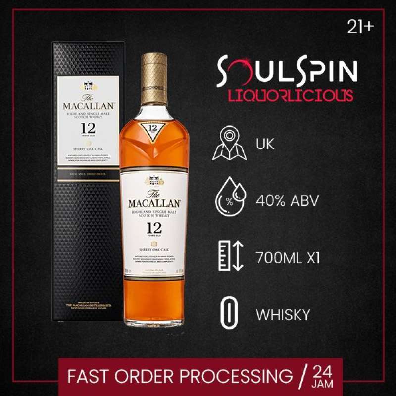 Jual Macallan 12 Sherry Oak Cask Highland Single Malt Scotch Whisky ...