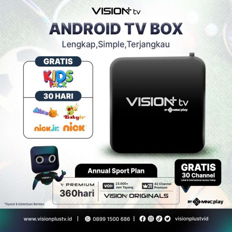 Promo Vision+ Tv Android Tv Box - Annual V+premium Sports - Kids Pack ...