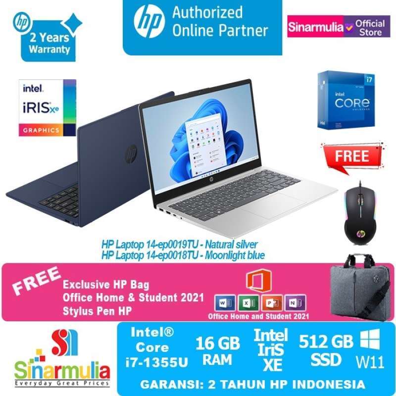 Promo Laptop Hp 14-ep0018tu/0019tu i7-1355U 512GB SSD 16GB Iris Xe Win ...