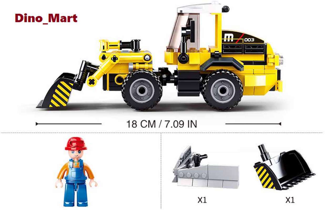 Promo Sluban Brick Town Construction Forklift Bulldozer 2 In 1 M38 ...