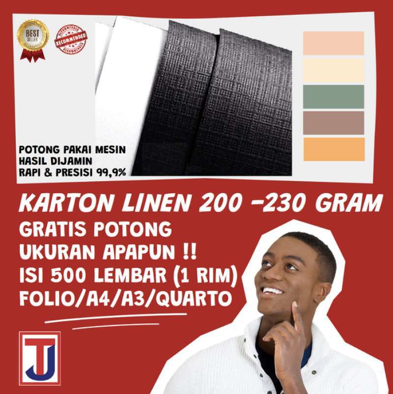 Jual karton linen warna hitam / putih ukuran f4 / a4 / a3 /lainnya [1 ...