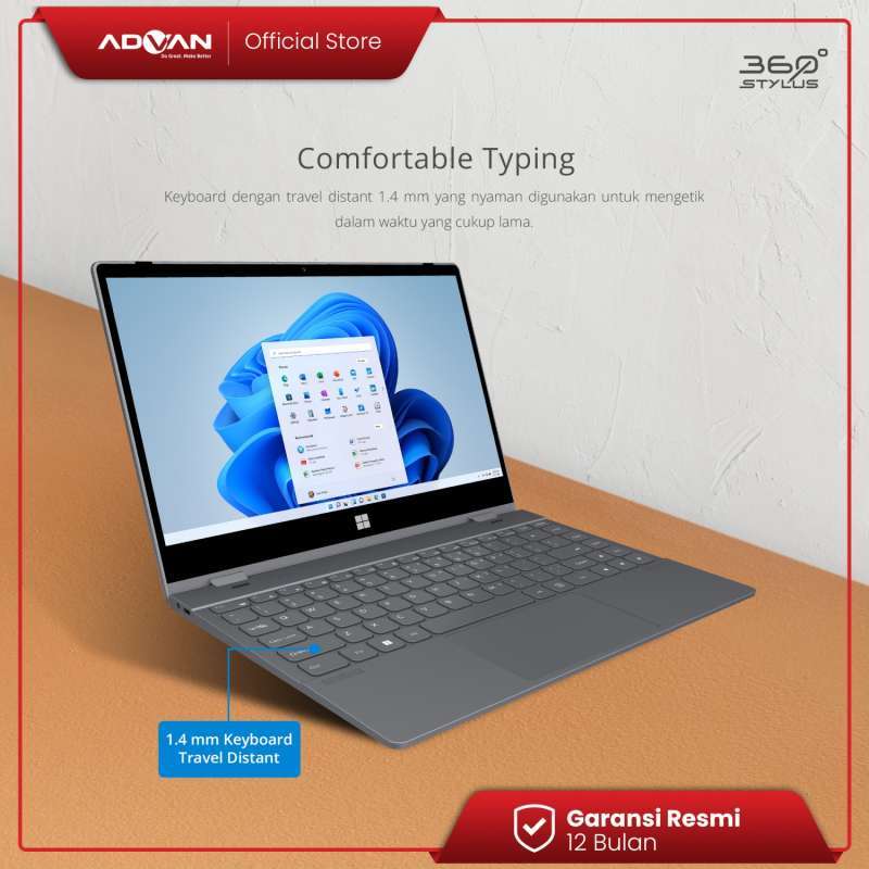 Jual Advan 360 Stylus Laptop Ips Touchscreen 14.1 Intel Core I3-1115g4 ...