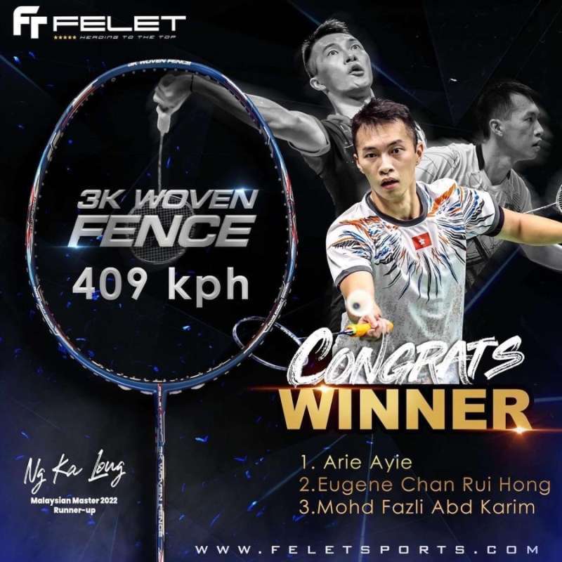 Jual Raket Badminton Felet 3k Woven Fence Original di Seller Kenz ...