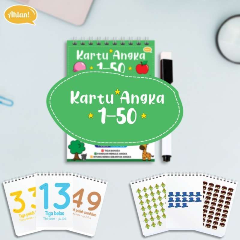 Jual kartu angka 1-50 belajar angka belajar berhitung di Seller Zenonn ...
