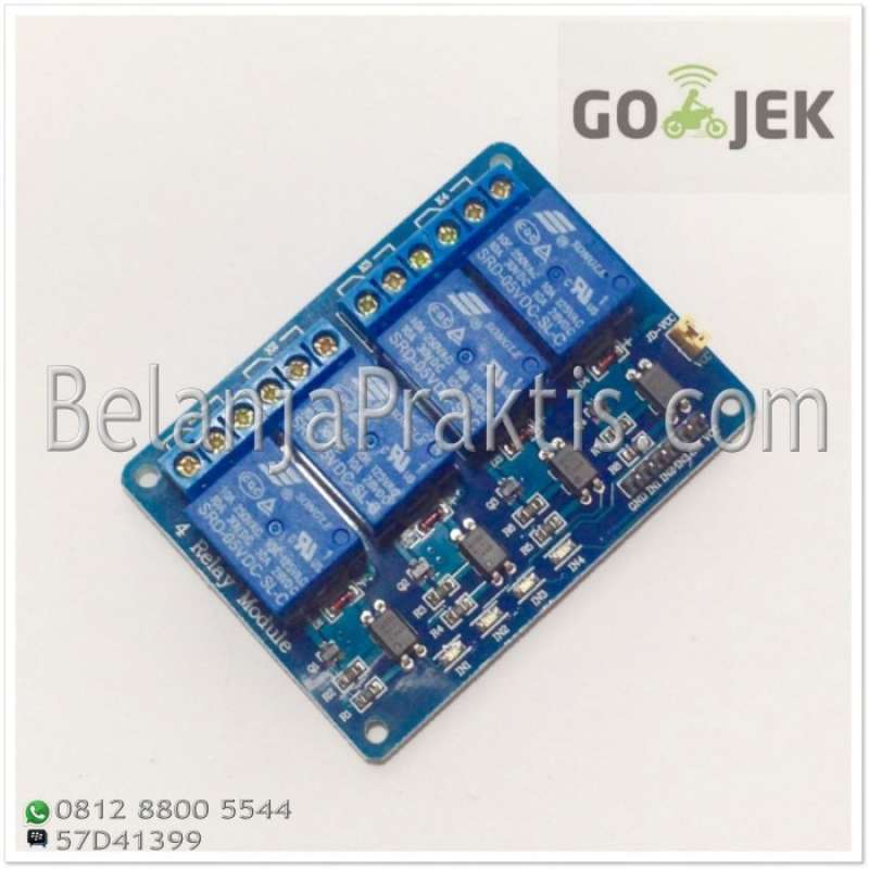 Promo Relay Module 4 Channel 5V DC - Output 250VAC / 30VDC 10A for ...