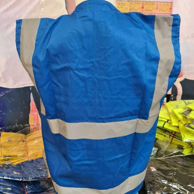Promo Rompi Kerja Proyek Safety Vest Bahan American Drill Warna Biru ...