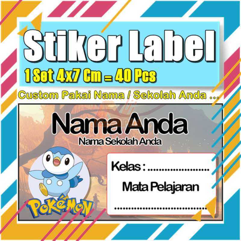 Jual Stiker Label Pokemon Model B Buku Pelajaran Anak Vol-241 - Uk 4x7 ...