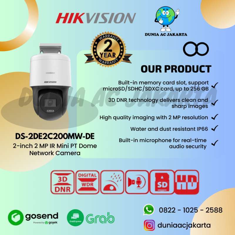 Jual DS-2DE2C200MW-DE - HIKVISION IP CAM MINI PT DOME 2MP IR SUPPORT AUDIO di Seller Dunia AC ...