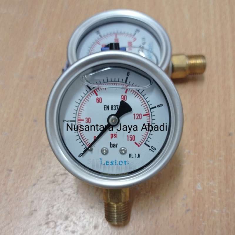 Promo Pressure Gauge Stainless 2 1/2 inchi 10 Bar 150 Psi Safety Glass ...