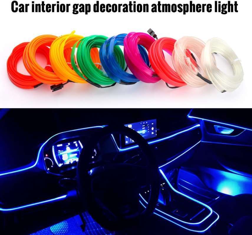 Promo EL Wire Interior Mobil LED Strip Lampu USB Neon Bersinar Menyala ...