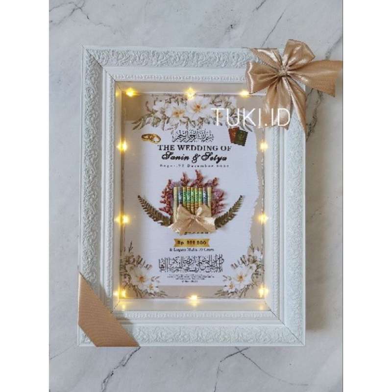 Promo Bingkai Mahar Pernikahan Custom /mahar In Flower Frame 3d Custom ...