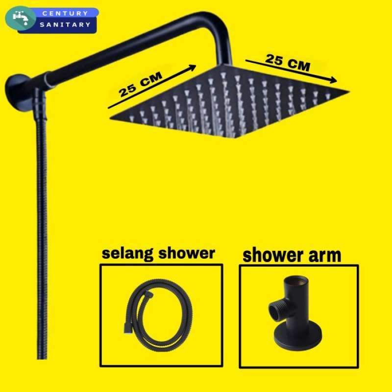 Promo Wall shower hitam 8inch set tanpa bobok/Shower mandi dinding ...