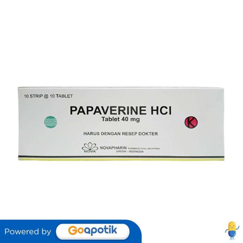 Jual PAPAVERIN HCL NOVAPHARIN 40 MG BOX 100 TABLET di Seller Apotek ...