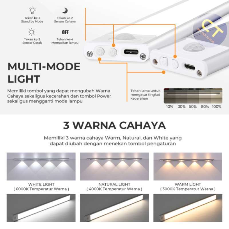 Jual Lampu Pir Sensor Gerak Otomatis Led Bar Light Lemari Dinding ...