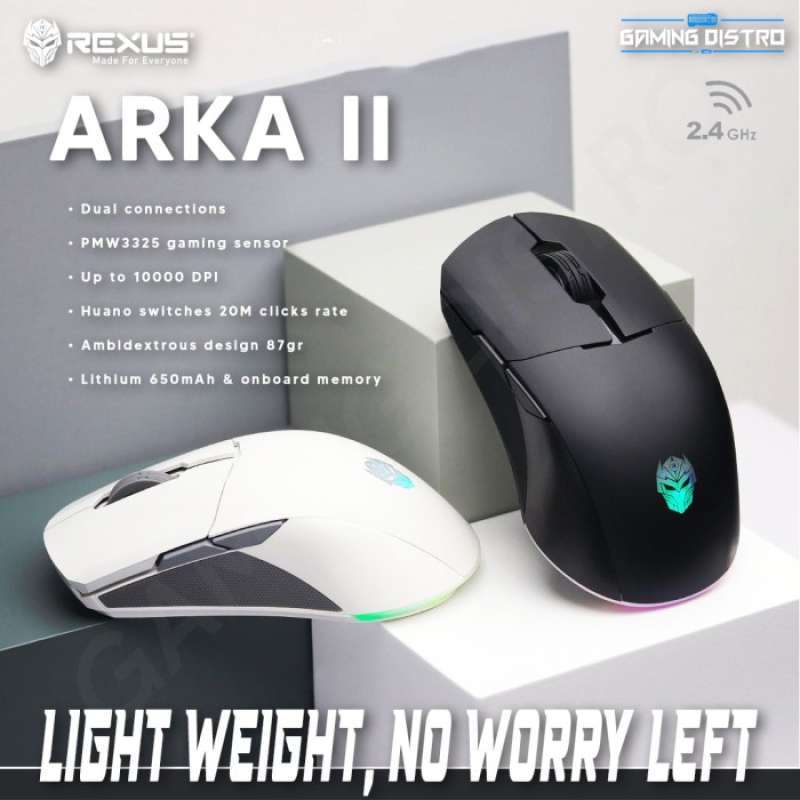 Promo Mouse Gaming Rexus Arka II RGB Wireless Ambidextrous Design ...