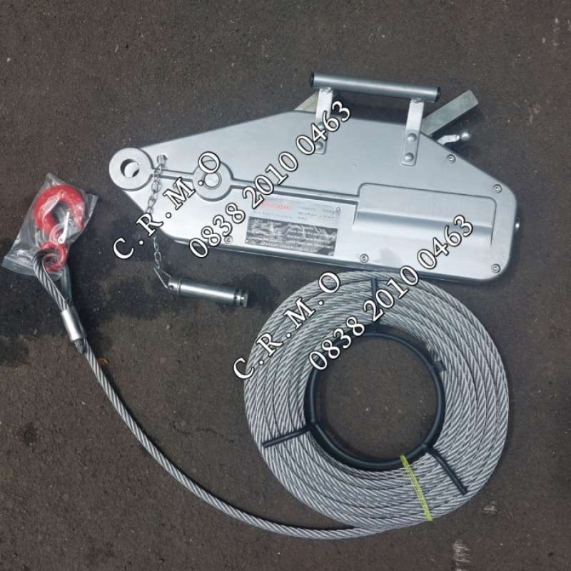 Promo Nagasaki Japan Tirfor 1.6 Ton 20 Meter Wire Rope Pulling Hoist ...