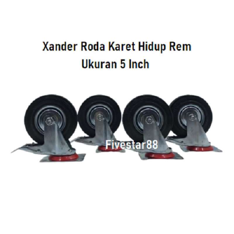 Promo Xander Roda Karet Rem 5 Inch Set / 4Pcs Roda Karet 5 Inch Rem ...
