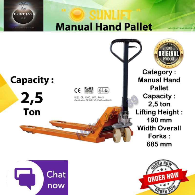 Promo Hand Pallet Manual SUN-Lift 2500 Kg / 2.5 Ton Lebar Garpu ...