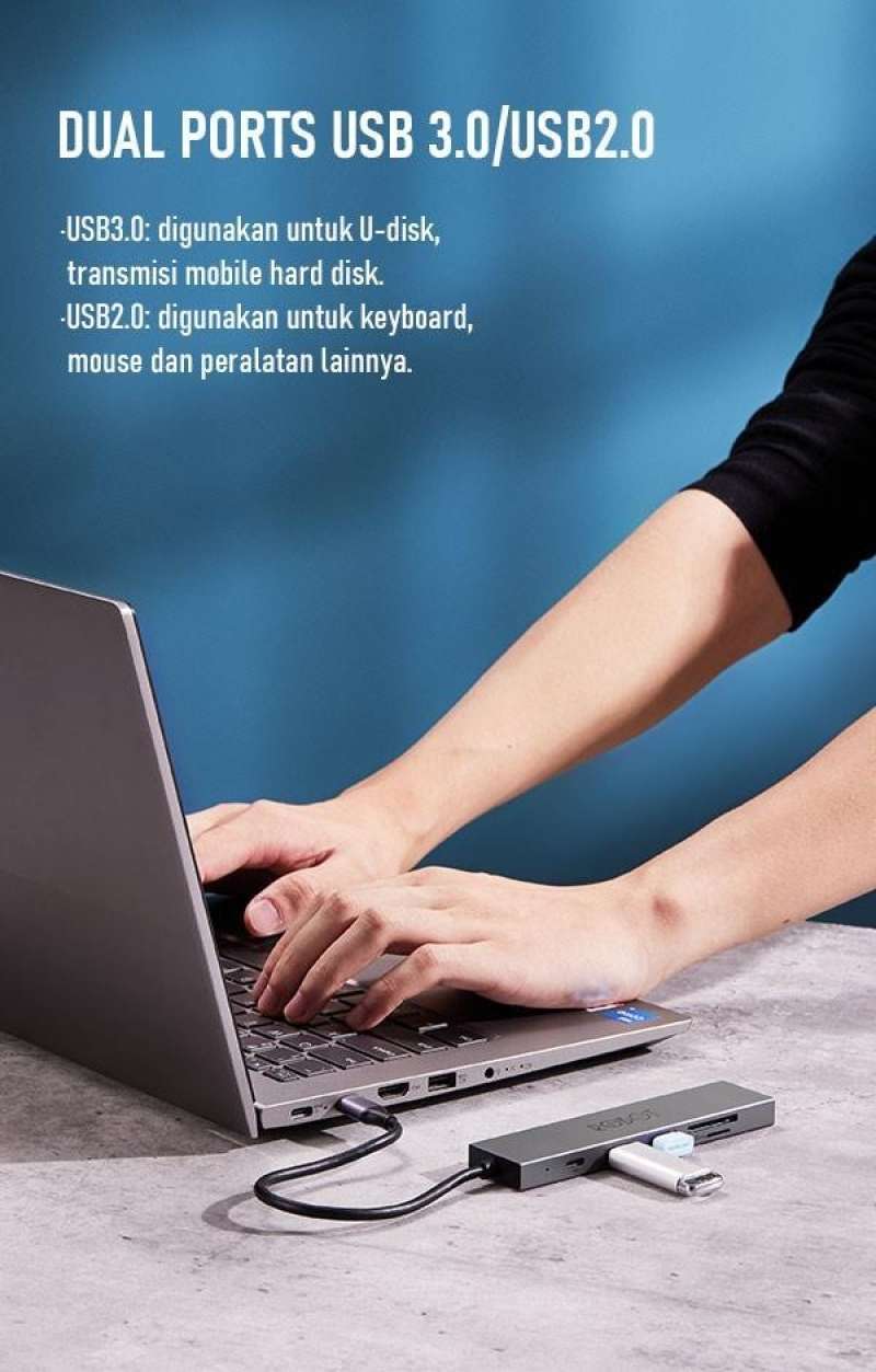 Promo ROBOT HT USB C HUB In Type C USB HUB Card Reader HDMI Adapter Diskon Di Seller