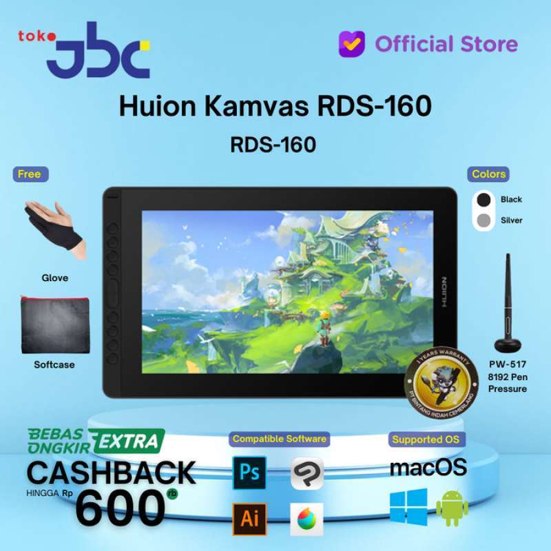 Promo New Huion Kamvas RDS 160 2022 Drawing Display Tablet Huion Kamvas16 Diskon 23% di Seller ...