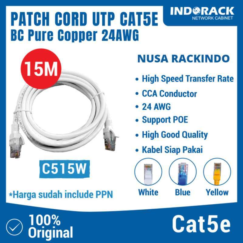 Promo C515w - Patch Cord 15 Meter Utp Cat 5e Kabel Lan - Putih Diskon ...