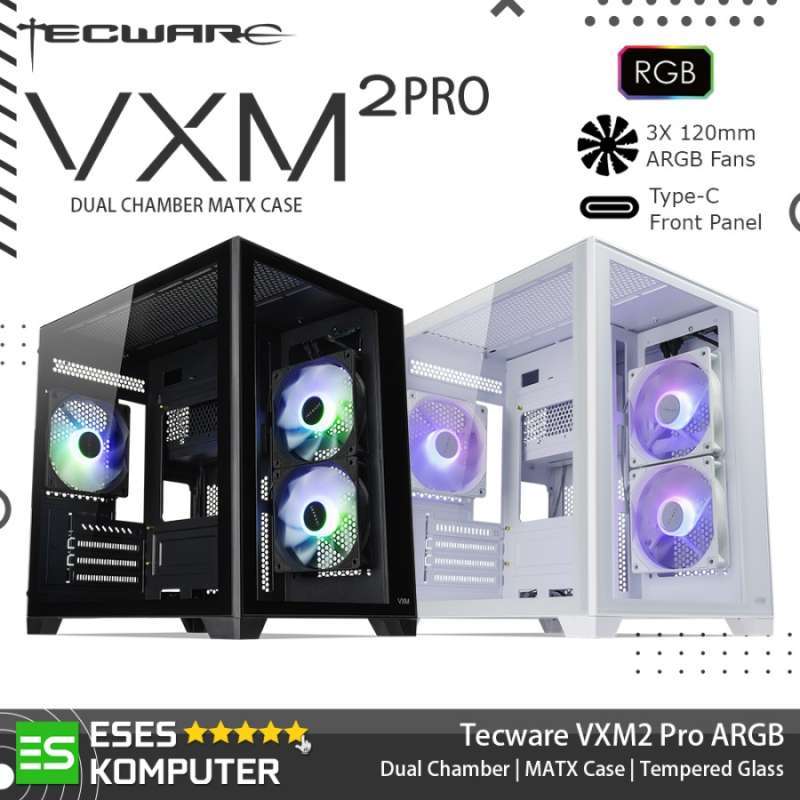 Jual Case Tecware VXM2 V2 Pro | Dual Chamber Gaming MATX Case | 3X ARGB ...