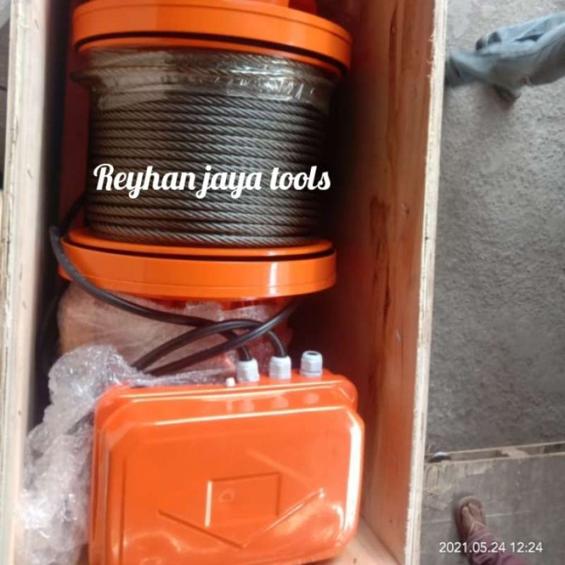 Promo Electric winch hoist 1 ton sing 100 meter 3 phase katrol listrik ...