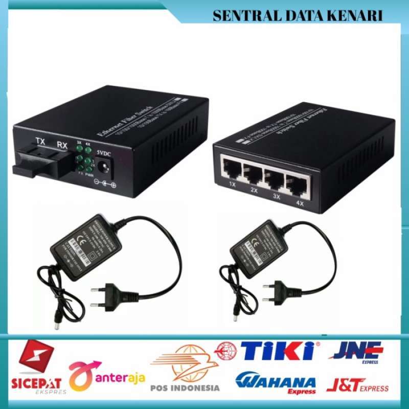 Promo Media Converter Fiber Optik 1 Port FO to 4 Port Lan RJ45 Diskon 23% di Seller Hexana Store ...