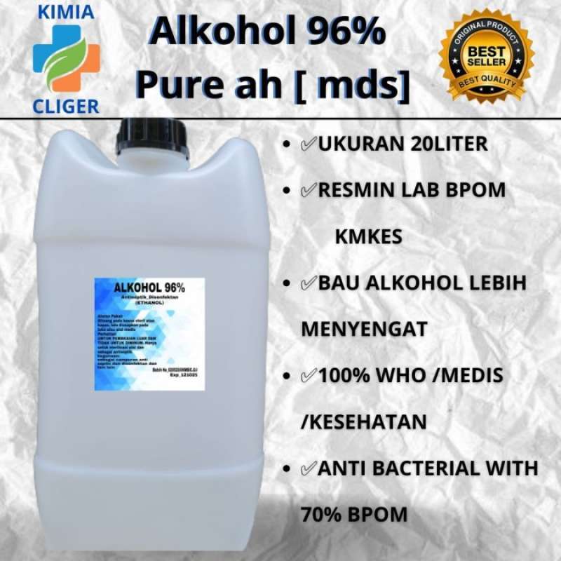 Jual Alkohol 96% 20 liter / alkohol 96% 20 liter ethanol medis grade di ...