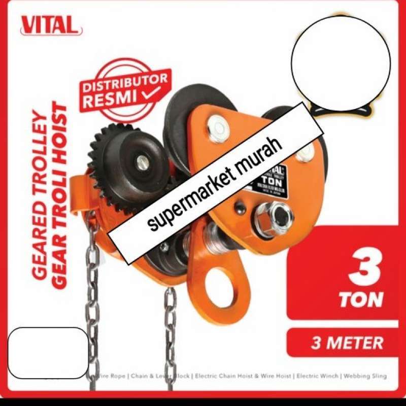 Promo Geared Trolley / Gear Troli Hoist 3 Ton x 3 Meter VITAL Diskon 23 ...