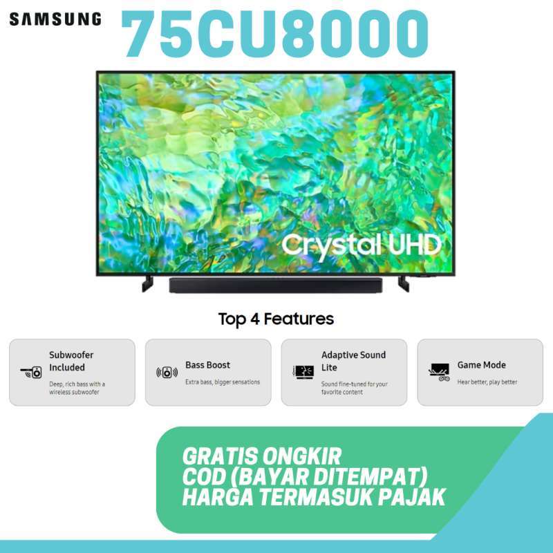 Jual SAMSUNG UA75CU8000 - LED SMART TV LED 75 INCH CRYSTAL UHD 4K 75CU8000 2 orang melihat ...