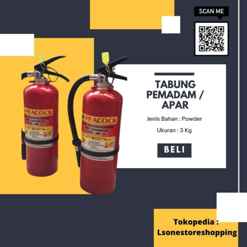 Promo APAR Powder 3 KG / Alat pemadam kebakaran powder 3 KG PEACOCK ...