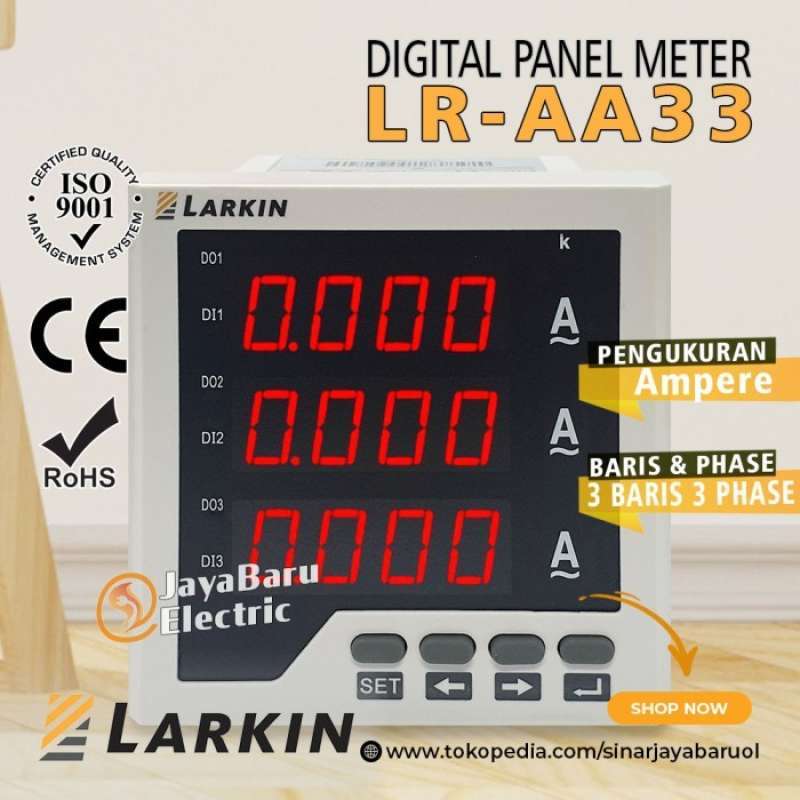 Promo Ampere Meter Ammeter Digital 3 Phase LARKIN LR-AA33 Diskon 23% di ...