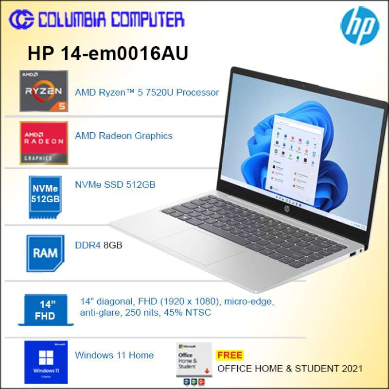 Jual Hp 14-em0016au Ryzen-5 7520u 8gb 512gb Amd Win11 + Ohs Di Seller Cosmos Computer & Columbia ...