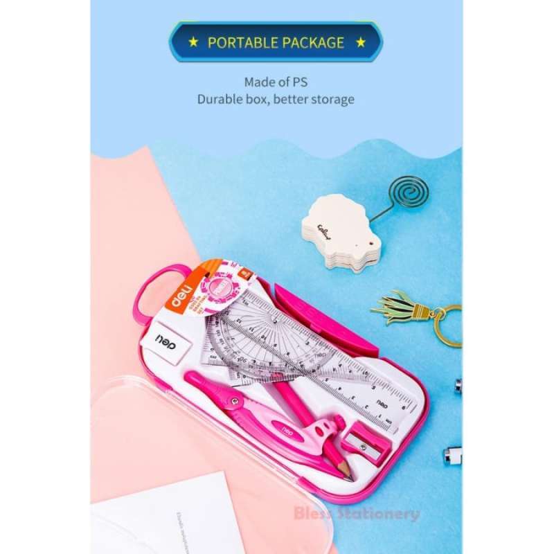 Jual Deli Jangka Penggaris Busur Sekolah Compass Drafting Set Square ...