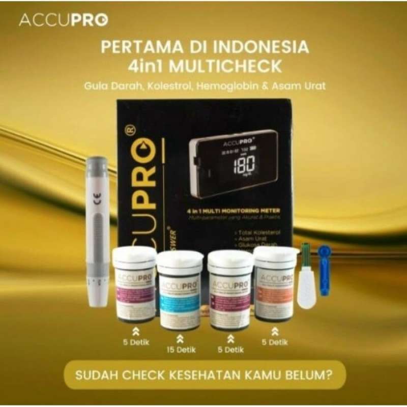Jual Accupro 4 In 1 Alat Multi Chek Glucose, Ua, Choles, Hb 1000% ...