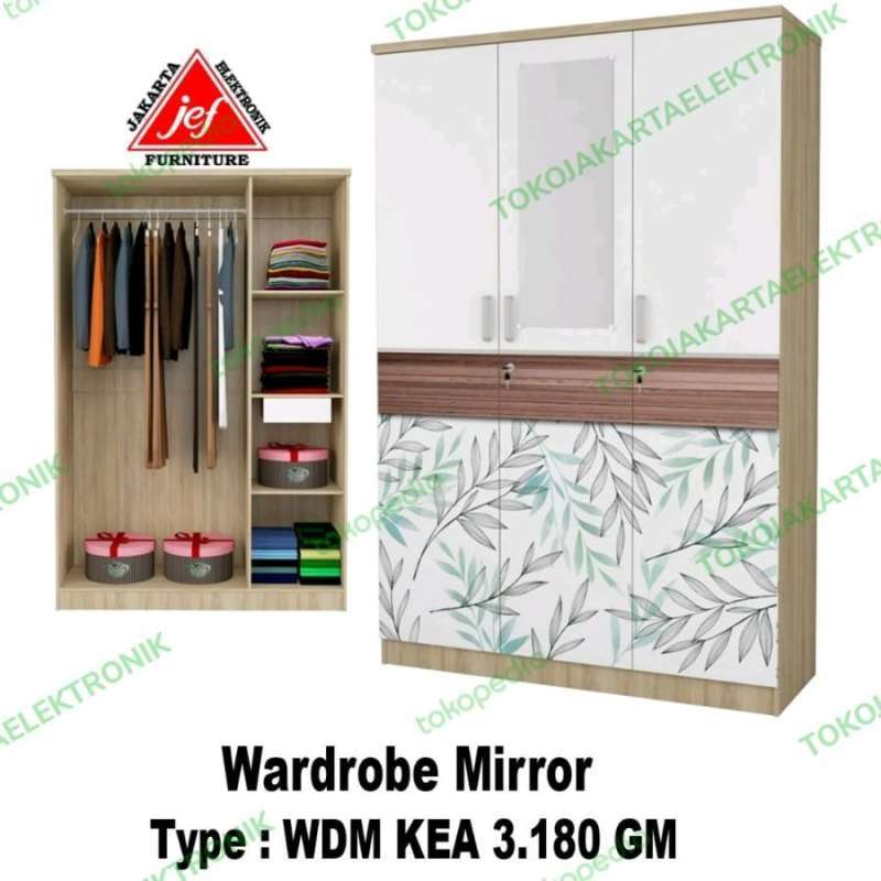 Jual Lemari Pakaian Panel 3p Kea Bigland Wardrobe Mirror Wdm Kea 3 ...
