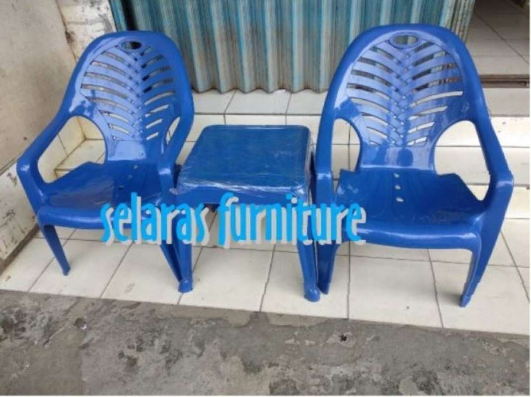 Promo 2 Kursi Teras Plastik 909 set 1 Meja Napolly - Biru - Biru ...