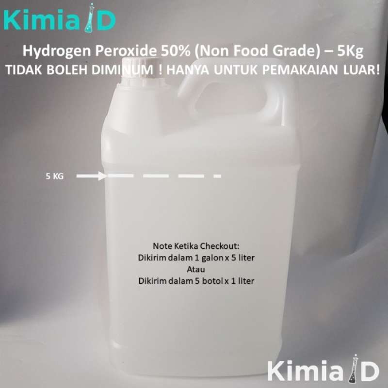 Promo Hydrogen Peroxide 50% 5 Liter Antiseptik Pemutih Virus Oksidator ...