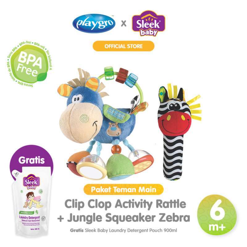 Promo Playgro Clip Clop Act Rtle+Jgl Sqk Zbr FREE Sleek Bby Ldry Dtgnt ...