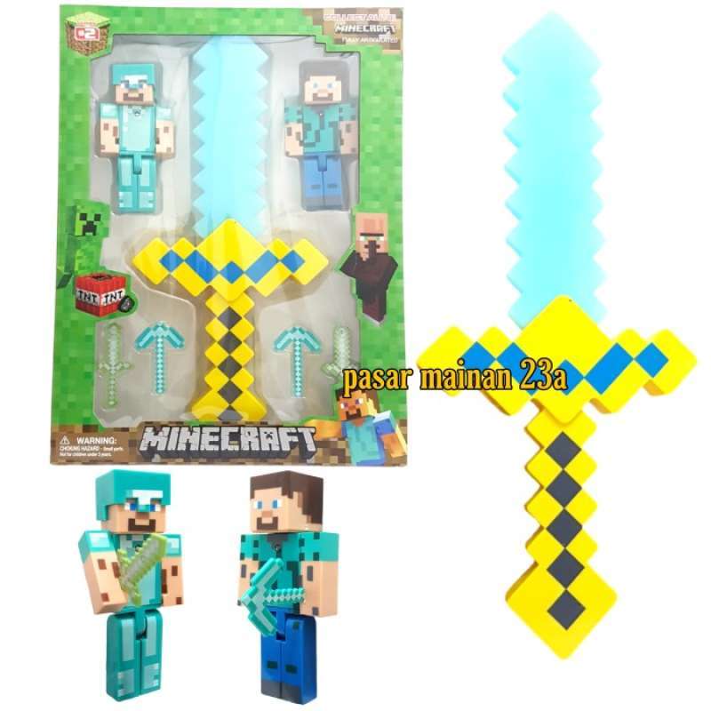 Promo Mainan Pedang Minecraft Set Figure Steve Sword Bunyi Diskon 23% ...